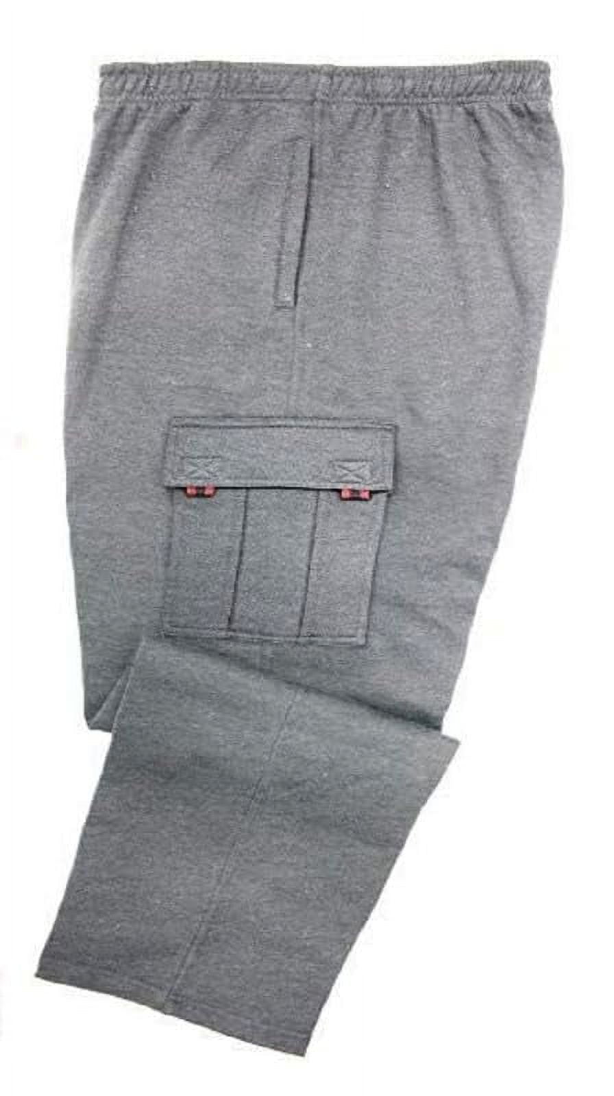 Falcon Bay Men's Big and Tall Fleece Cargo Pants - Casual Baggy Jogger ...