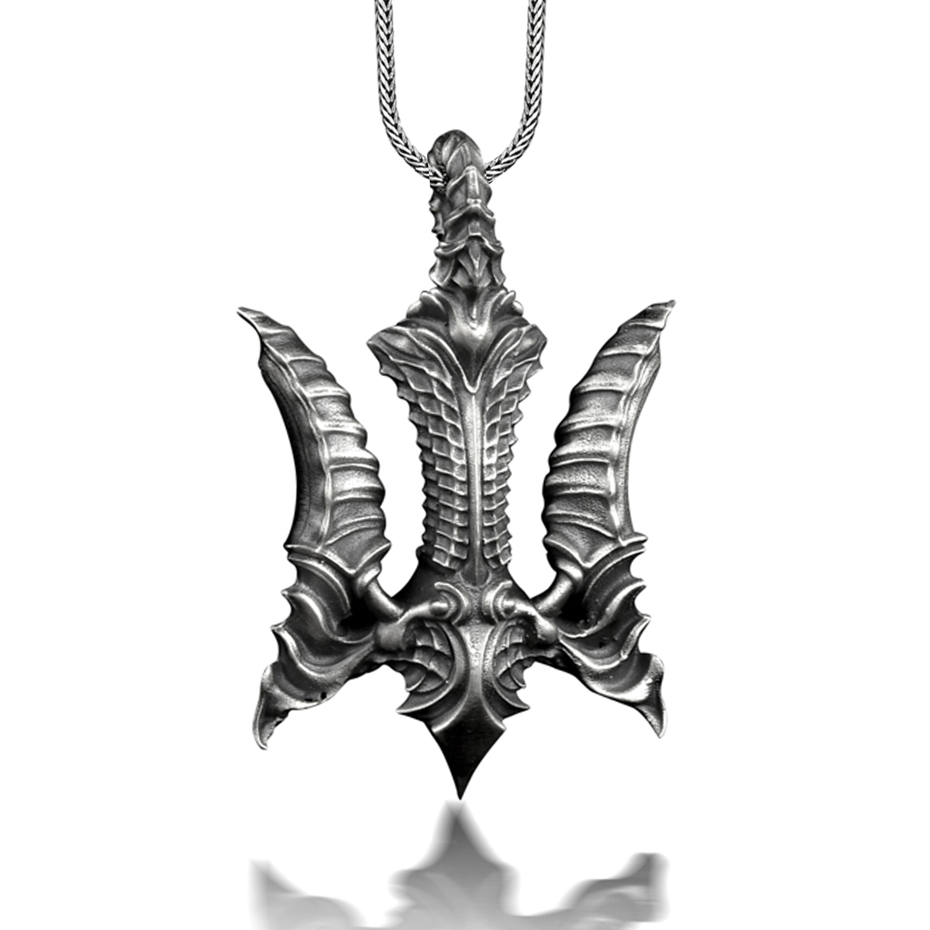 Falcon Cyberpunk Necklace in Sterling Silver, Futuristic Biomechanical ...