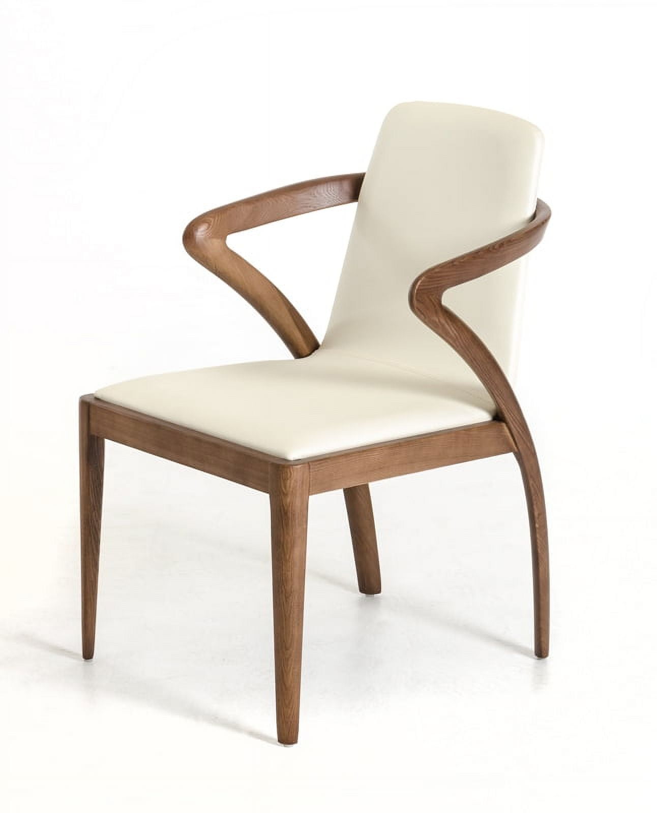 Modrest Falcon Modern Walnut and Cream Dining Chair-Color:Off-White ...