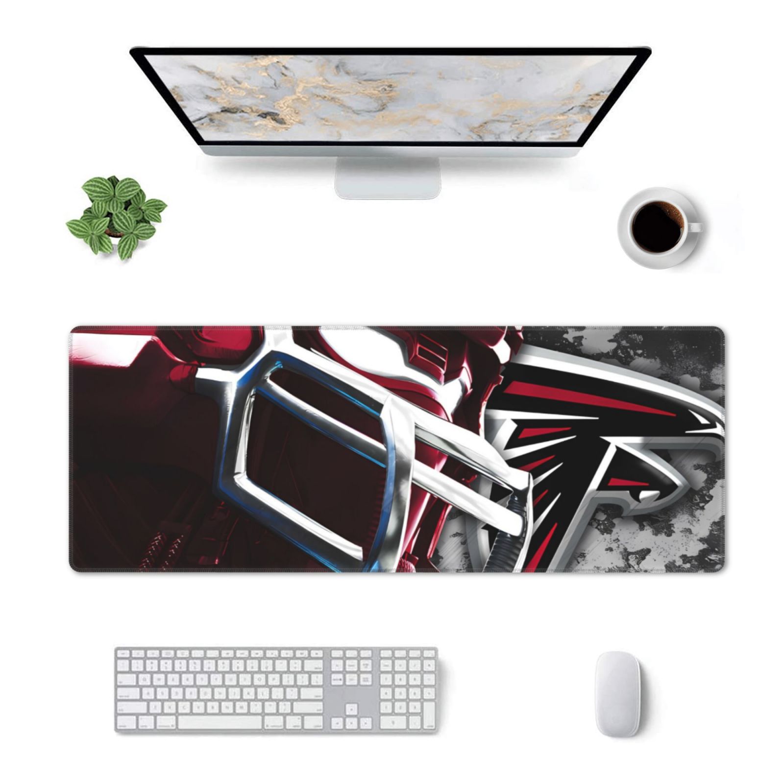 Falcons Football Team Pattern Oversized Rubber Keyboard Pad 12x31.5 ...
