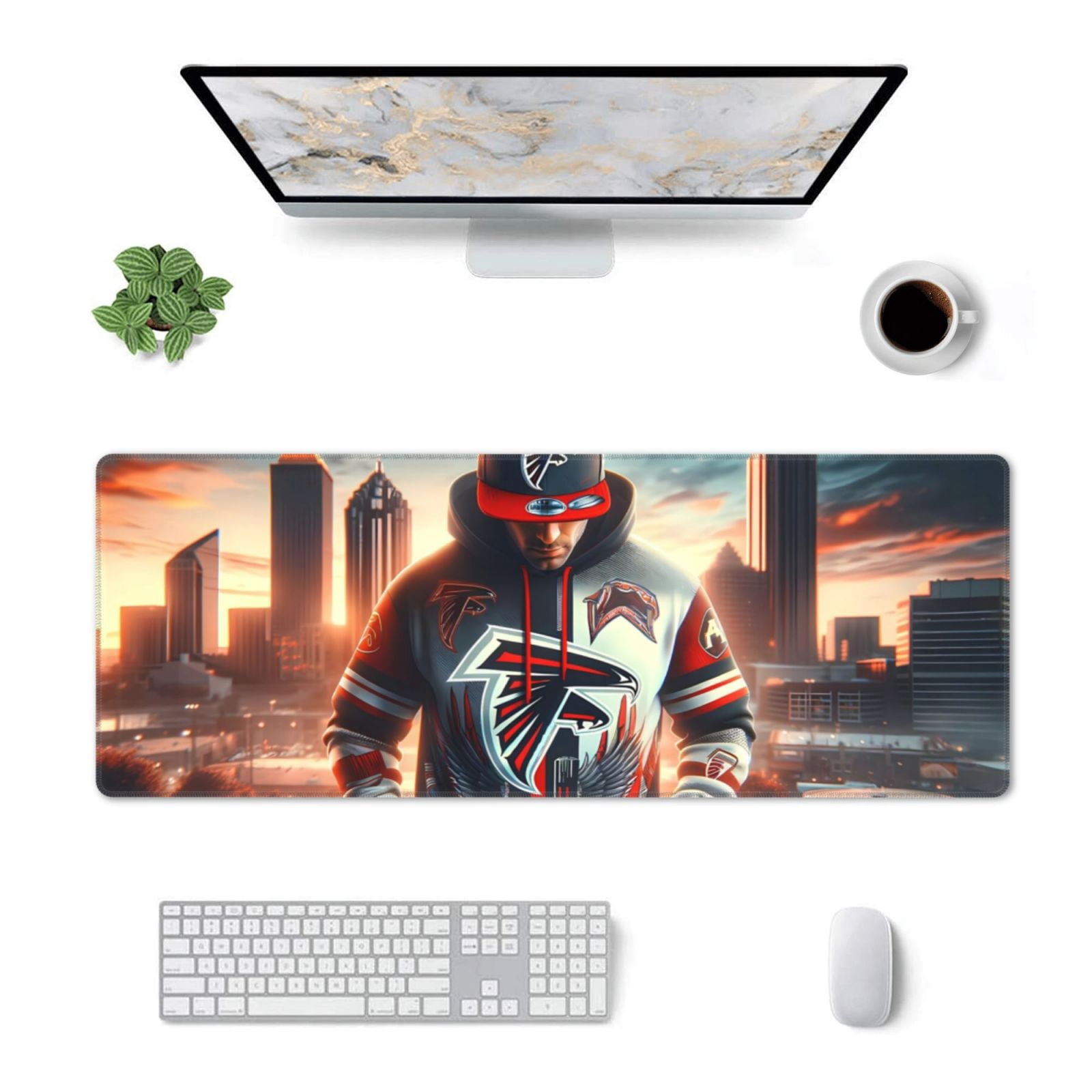 Falcons Football Team Theme Logo Mouse Pad, Extra Large Rubber Keyboard Pad, Non-Slip Game Pad ...