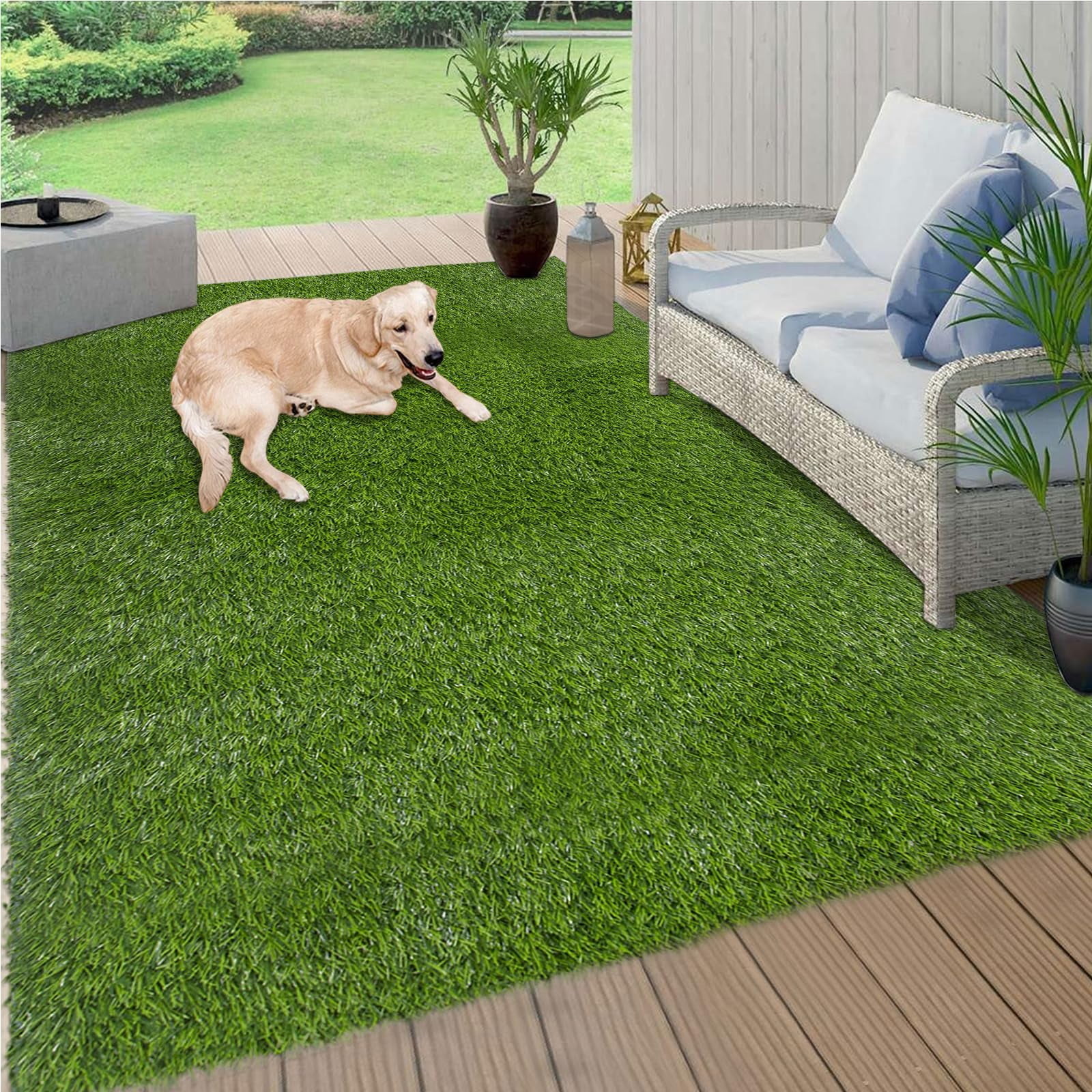 Falflor 3x5ft Artificial Grass MMF7 Mat with Drainage Holes Reusable ...