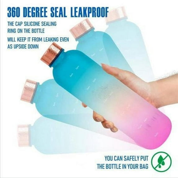 Falimottype Motivational Time Marker 1L Blue & Pink Tritan Water Bottle ...