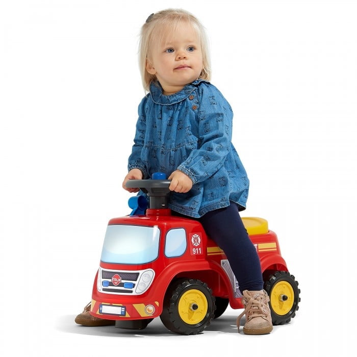 Falk Fireman Red Truck Toy for Toddlers - A Ride-On and Push-Along Fire ...