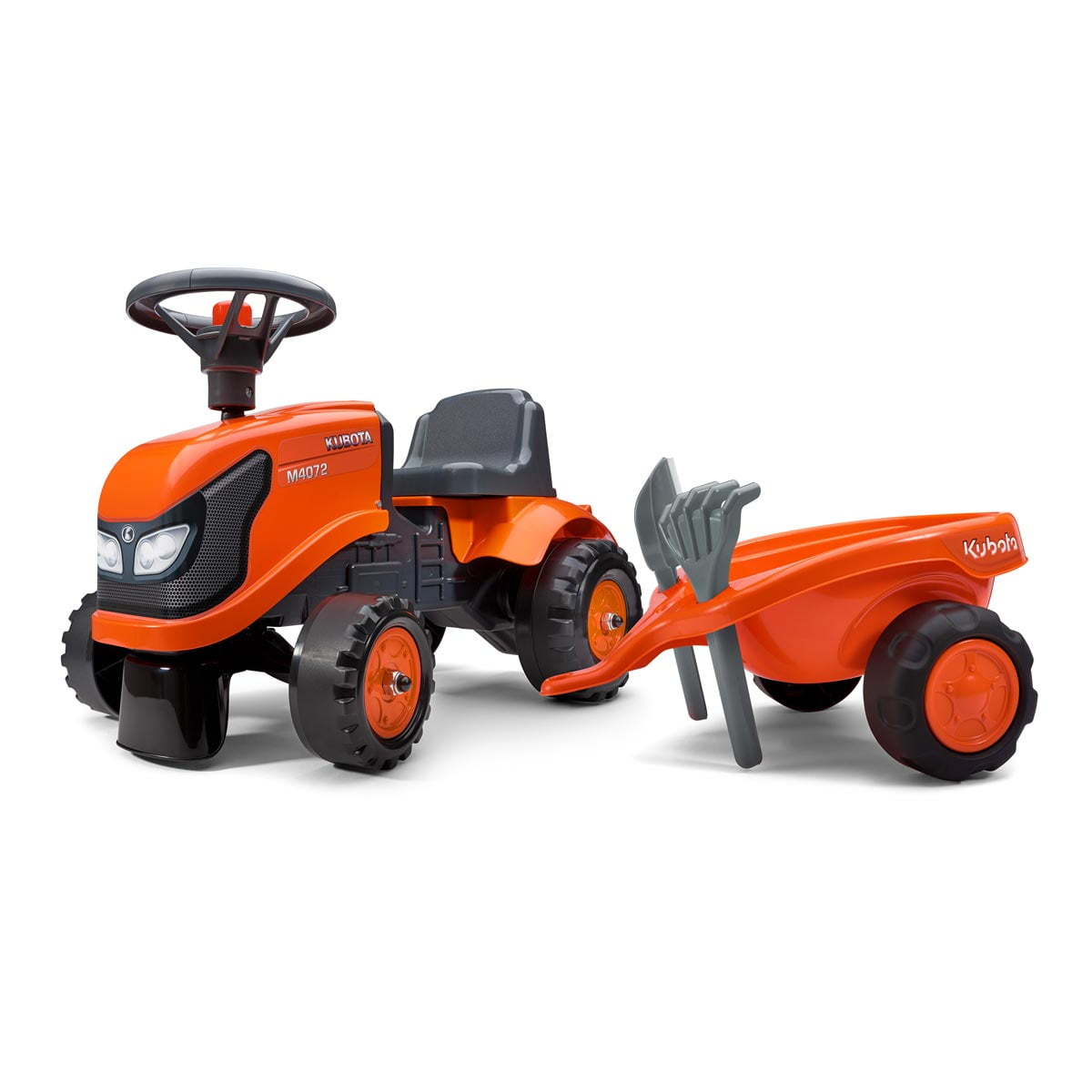 Falk Kubota Toddler Ride-On & Push-Along Construction Tractor Toy with ...