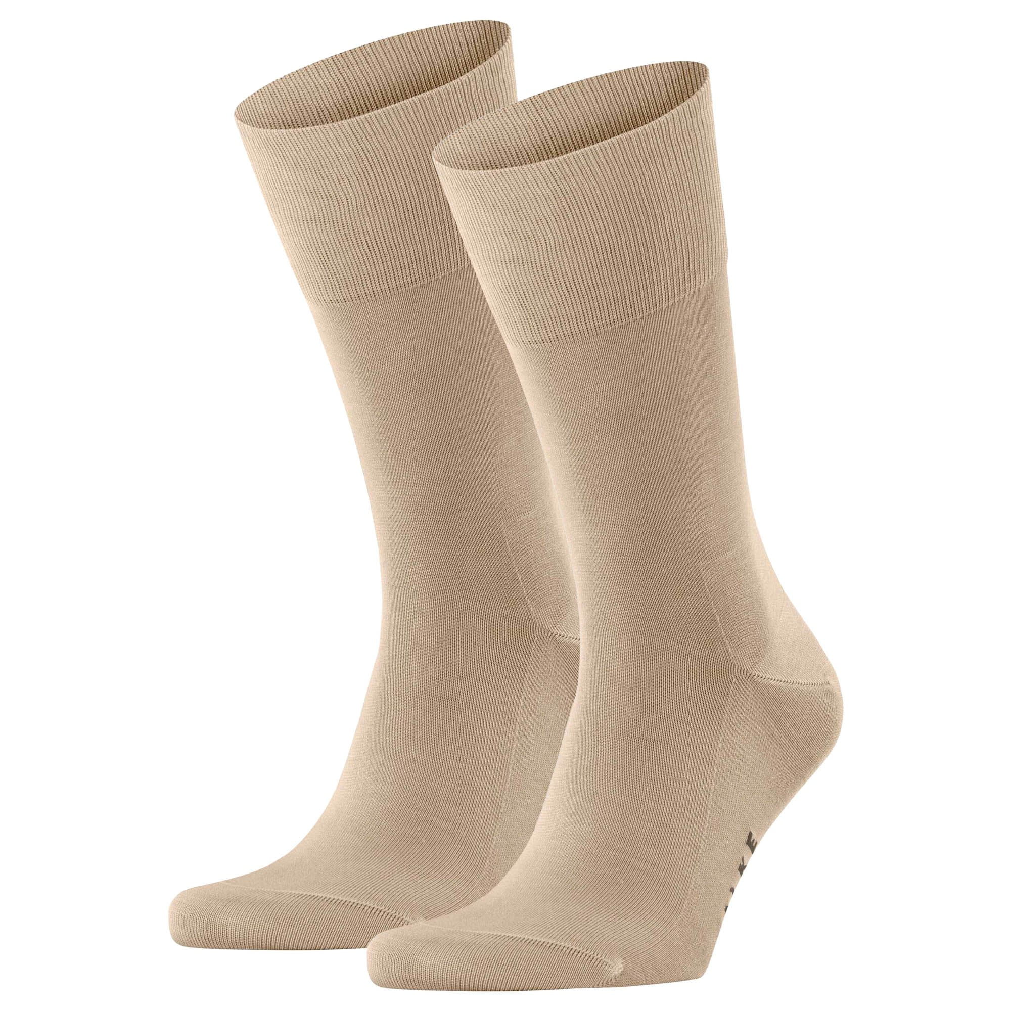 Falke Men's Socks - Tiago, Socks, Cotton, Logo, Long, Solid Color Beige ...