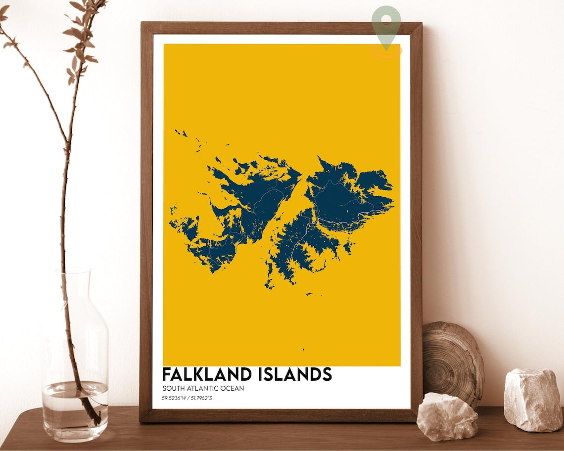 Falkland Islands Map, Falkland Islands Map Print, Falkland Islands Wall ...