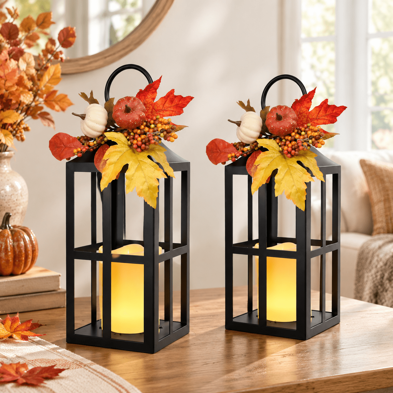 Fall 17.7 Inch Led Lantern 2 Pack Harvest Thanksgiving Decor - Walmart.com