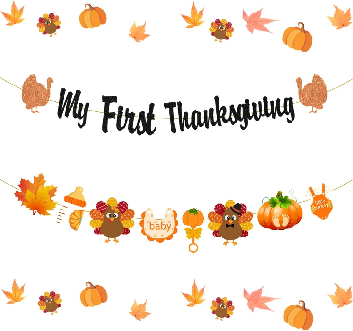 Fall 1st Birthday Decorations for Kids Thanksgiving Party Banner and ...