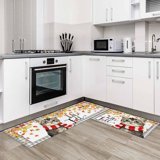 Fall 2 Pieces Non-Slip Kitchen Mat Set Thanksgiving Autumn Cat Leaves ...