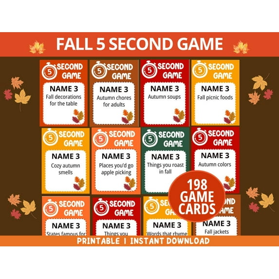 Fall 5 Second Game, Autumn Party Games for Adults, Office Party Game ...