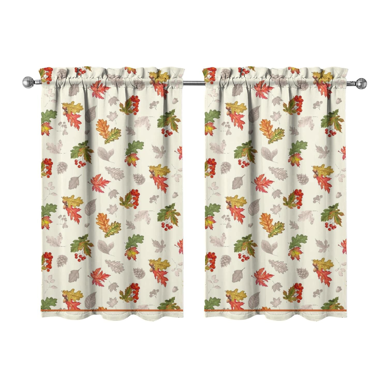 Fall Aesthetic Print Kitchen Curtains - 2 Pack Rustic Farmhouse Autumn ...