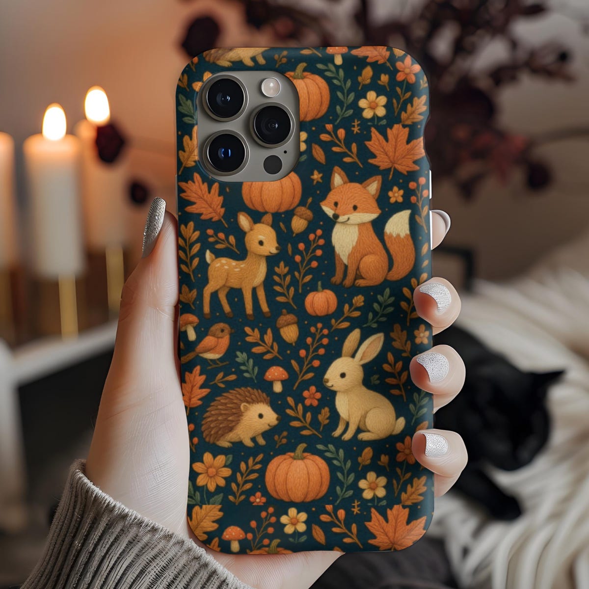 Fall Animal Phone Case with Woodland Fox, Deer, and Colorful Autumn ...