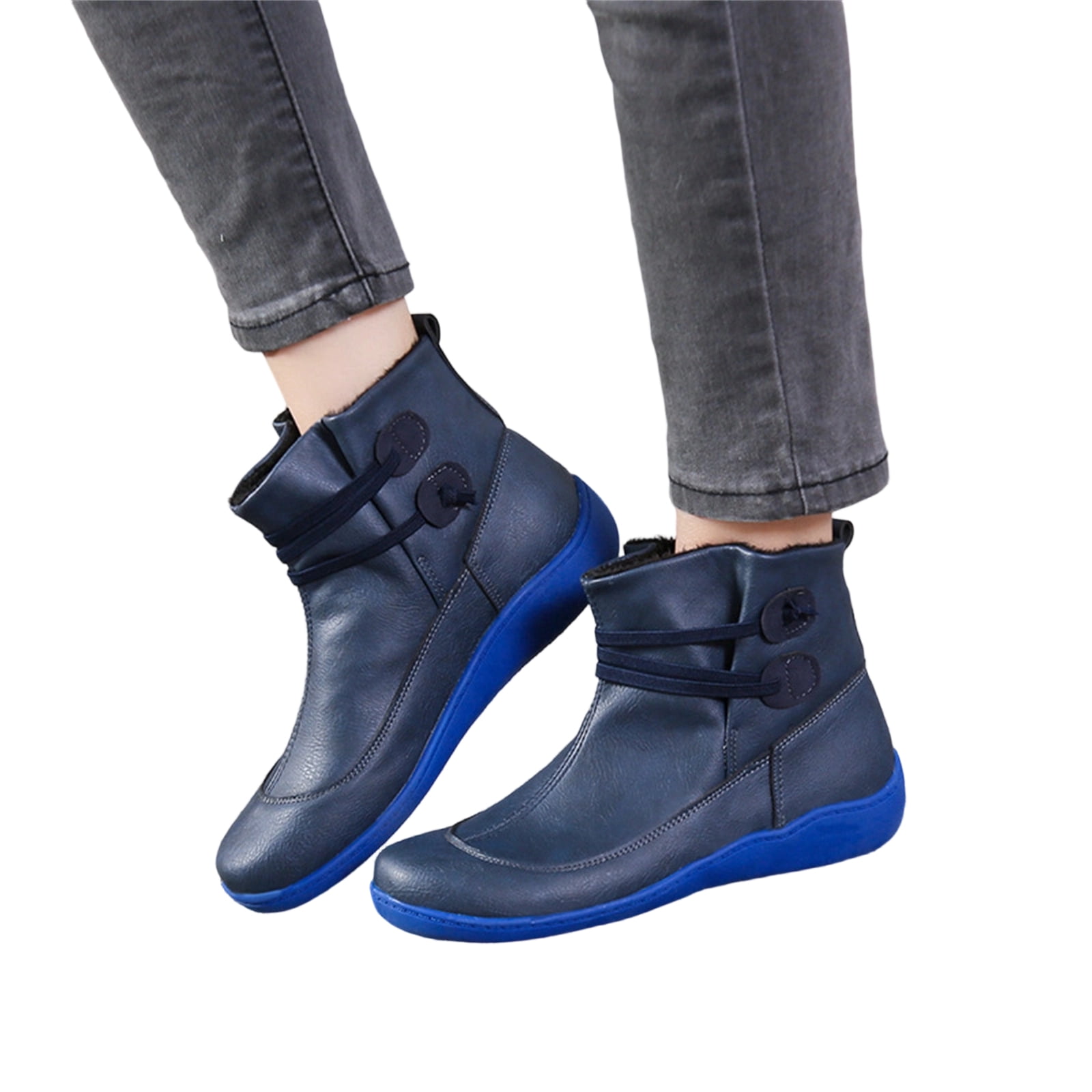 Fall Ankle Boots for Women Arch Support Vintage Leather Fashion Lace Up ...