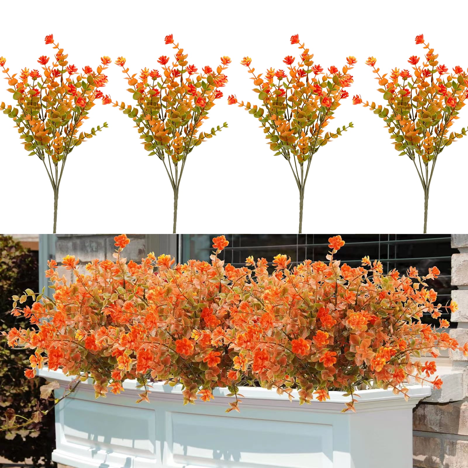 Fall Artificial Flower with Eucalyptus Leaves Realistic Fake Flower ...
