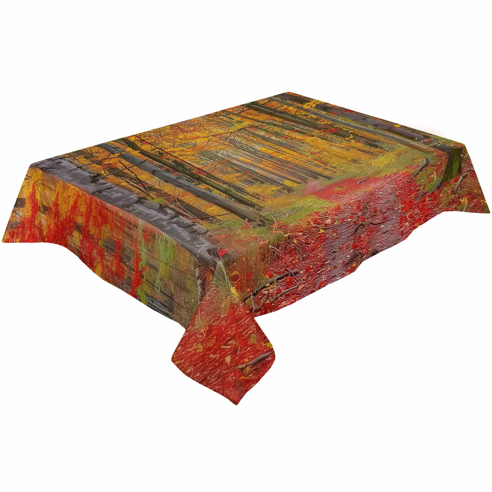 Fall Autumn Forest Rectangle Tablecloths 60x104,High Tree Narrow Path ...