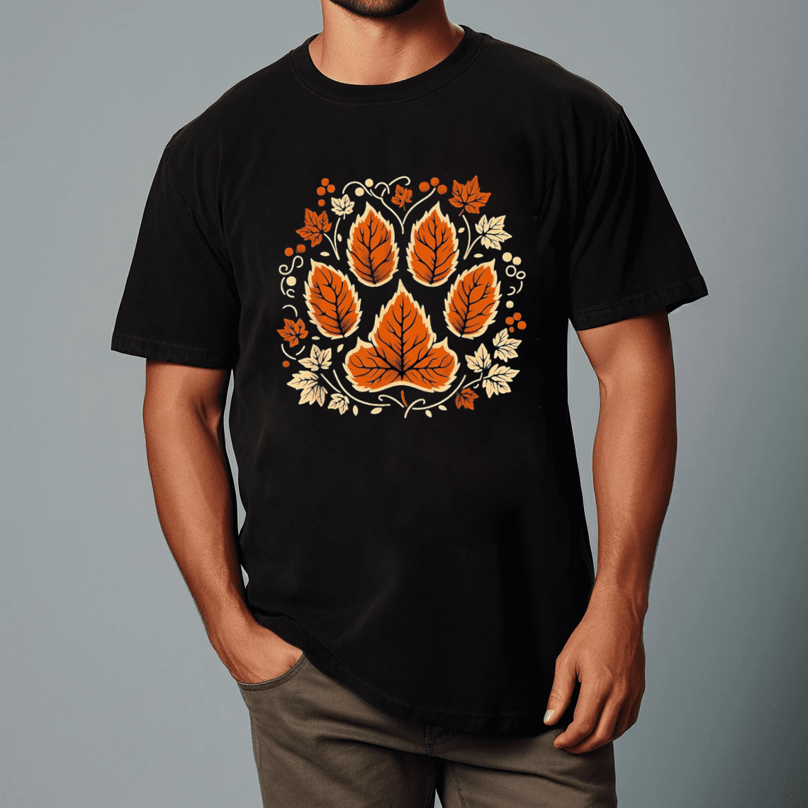 Fall Autumn Leaf Dog Paw Print Pets Puppy Owner Dogs Lover Unisex T ...