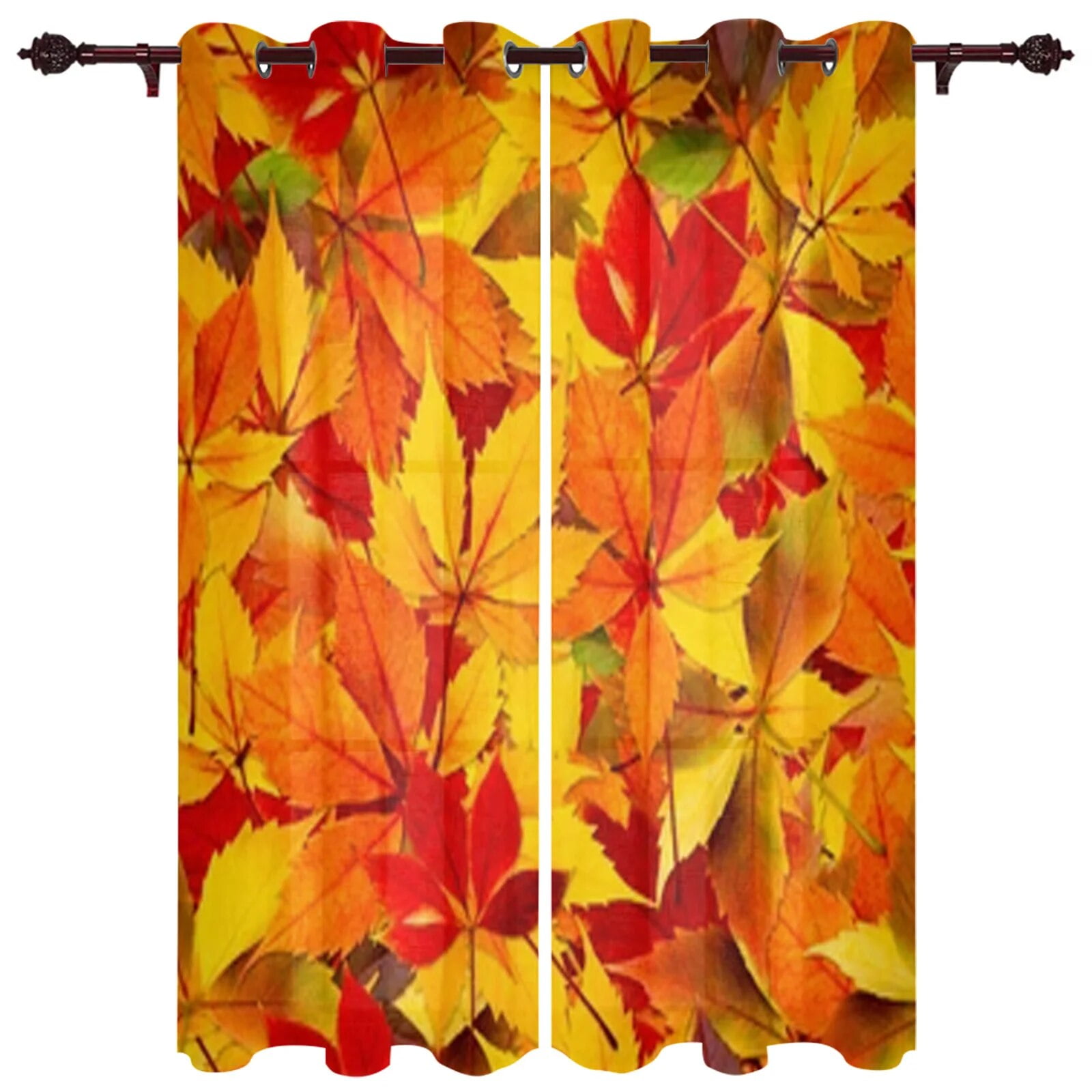 Fall Autumn Leaves Window Curtains For Living Room Luxury Bedroom Decor ...