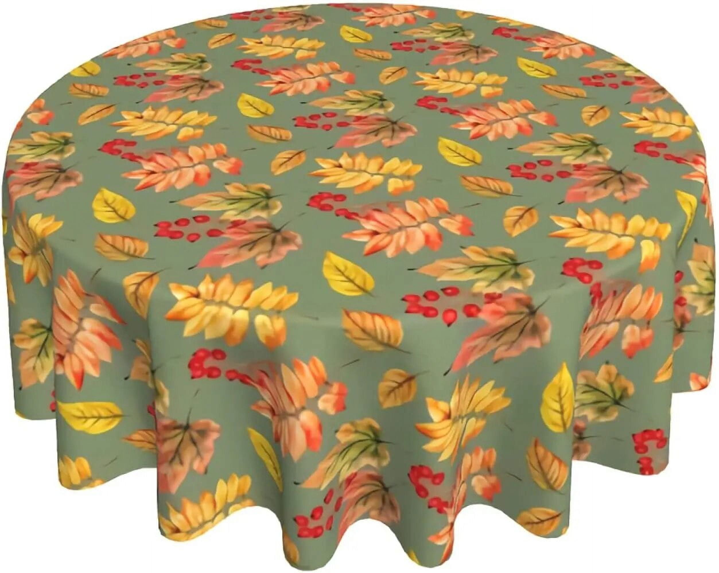 Fall Autumn Maple Leaf Round Table Cloth 60h Retro Motifs Vintage ...