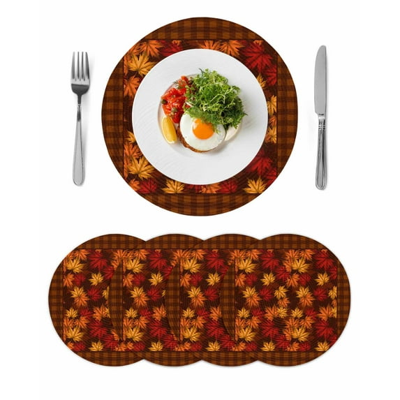Fall Autumn Maple Leaf Round Table Placemats set of 4, Thanksgiving ...