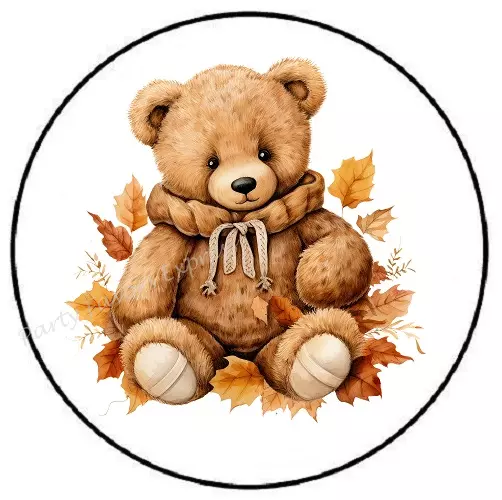 Fall Autumn Teddy Bear Leaves Sticker Party Favors Sticker Envelope ...