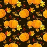 Fall Autumn Thanksgiving Fabric Pumpkins and Leaves on Black by the ...