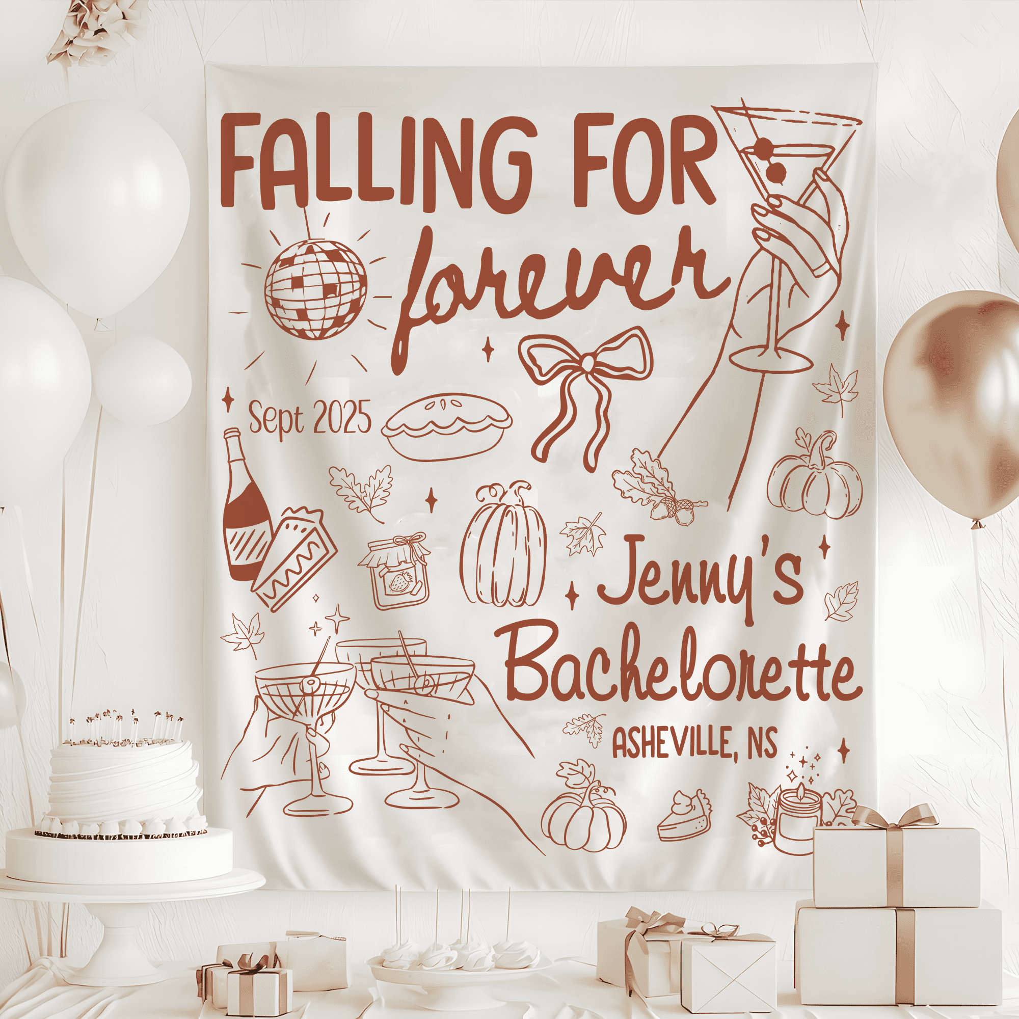 Fall Bachelorette Tapestry, Falling For Forever Bachelorette Banner ...