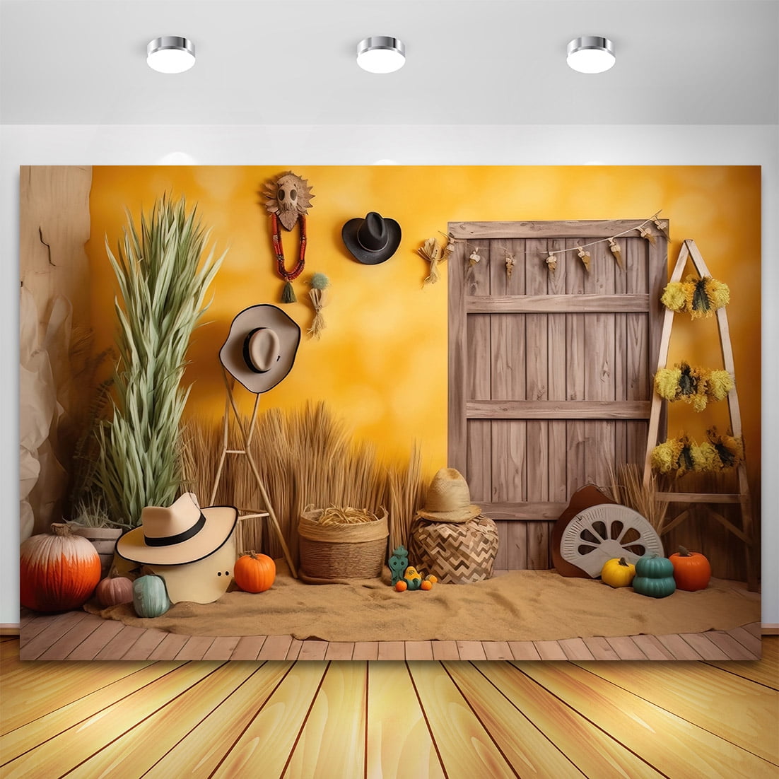 Fall Backdrop Autumn Farm Barn Pumpkin Haystack Harvest Baby Portrait ...