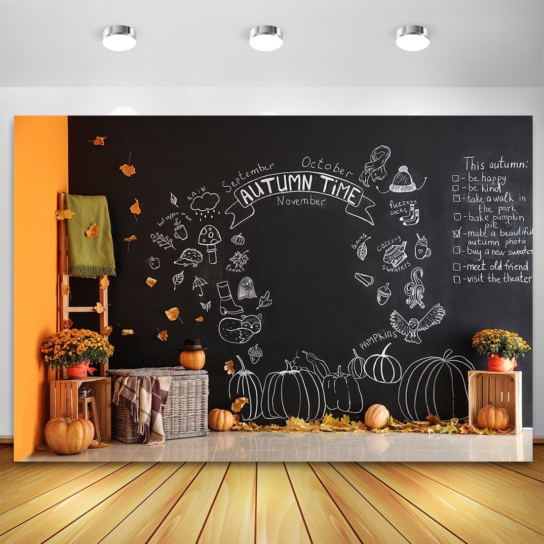 Fall Backdrop Autumn Farm Barn Pumpkin Haystack Harvest Baby Portrait ...