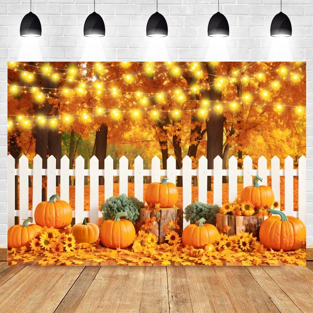 Fall Backdrop Autumn Scenery Farm Warehouse Pumpkin Haystack Barn Maple ...