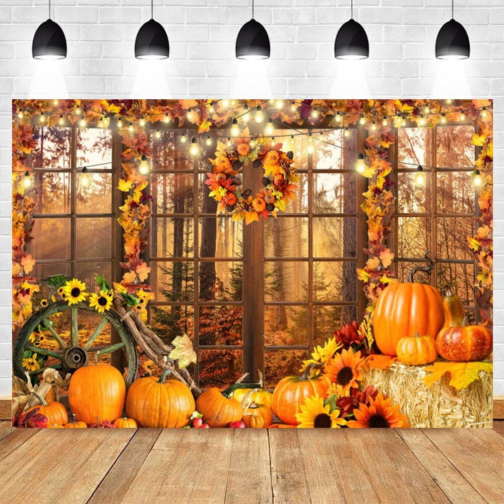 Fall Backdrop Autumn Scenery Farm Warehouse Pumpkin Haystack Barn Maple ...