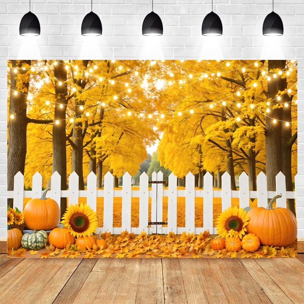 Fall Backdrop Autumn Scenery Farm Warehouse Pumpkin Haystack Barn Maple ...