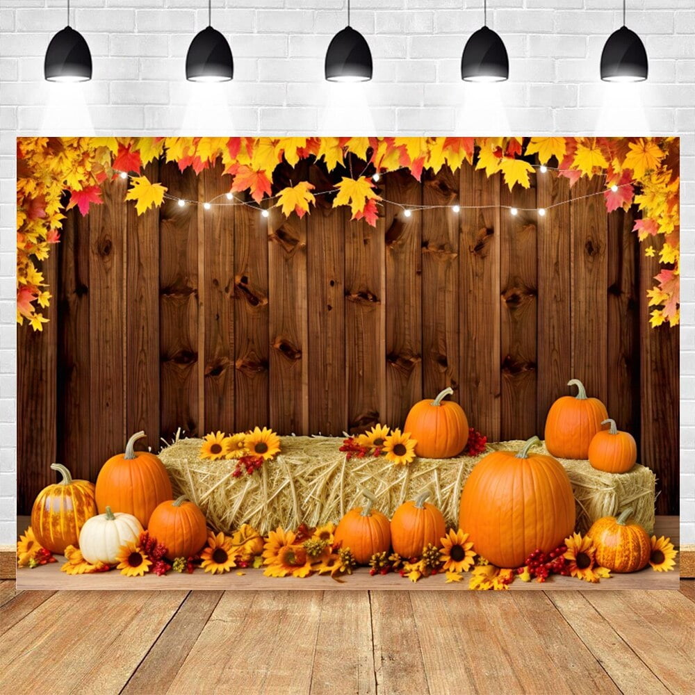 Fall Backdrop Autumn Scenery Farm Warehouse Pumpkin Haystack Barn Maple ...