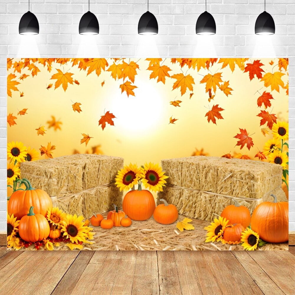 Fall Backdrop Autumn Scenery Farm Warehouse Pumpkin Haystack Barn Maple ...