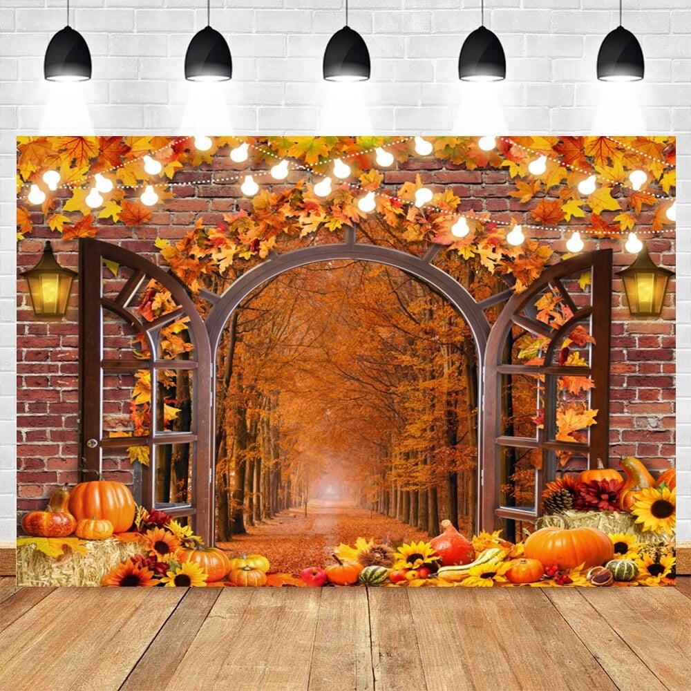 Fall Backdrop Autumn Scenery Farm Warehouse Pumpkin Haystack Barn Maple ...