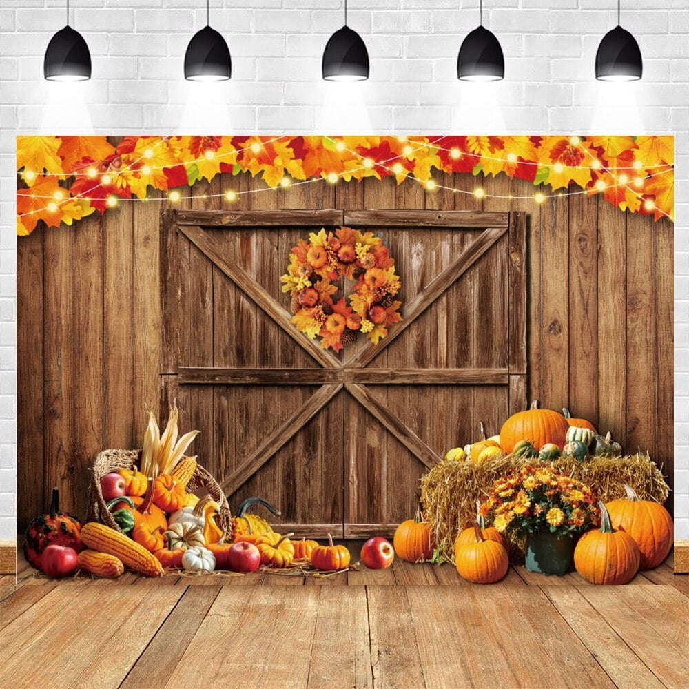 Fall Backdrop Autumn Scenery Farm Warehouse Pumpkin Haystack Barn Maple ...