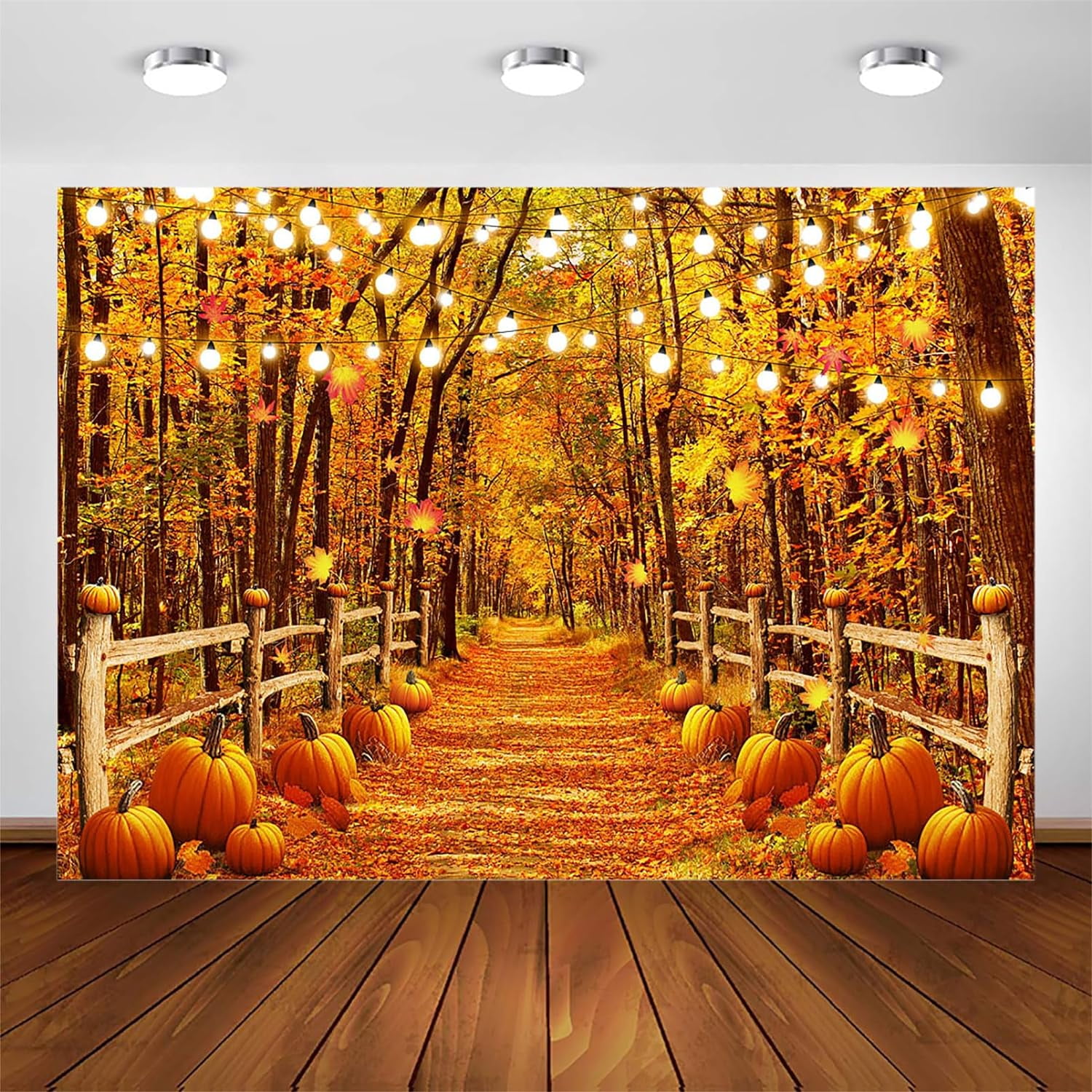 Fall Backdrops for Photography Autumn Maple Leaves Forest Path Photo ...
