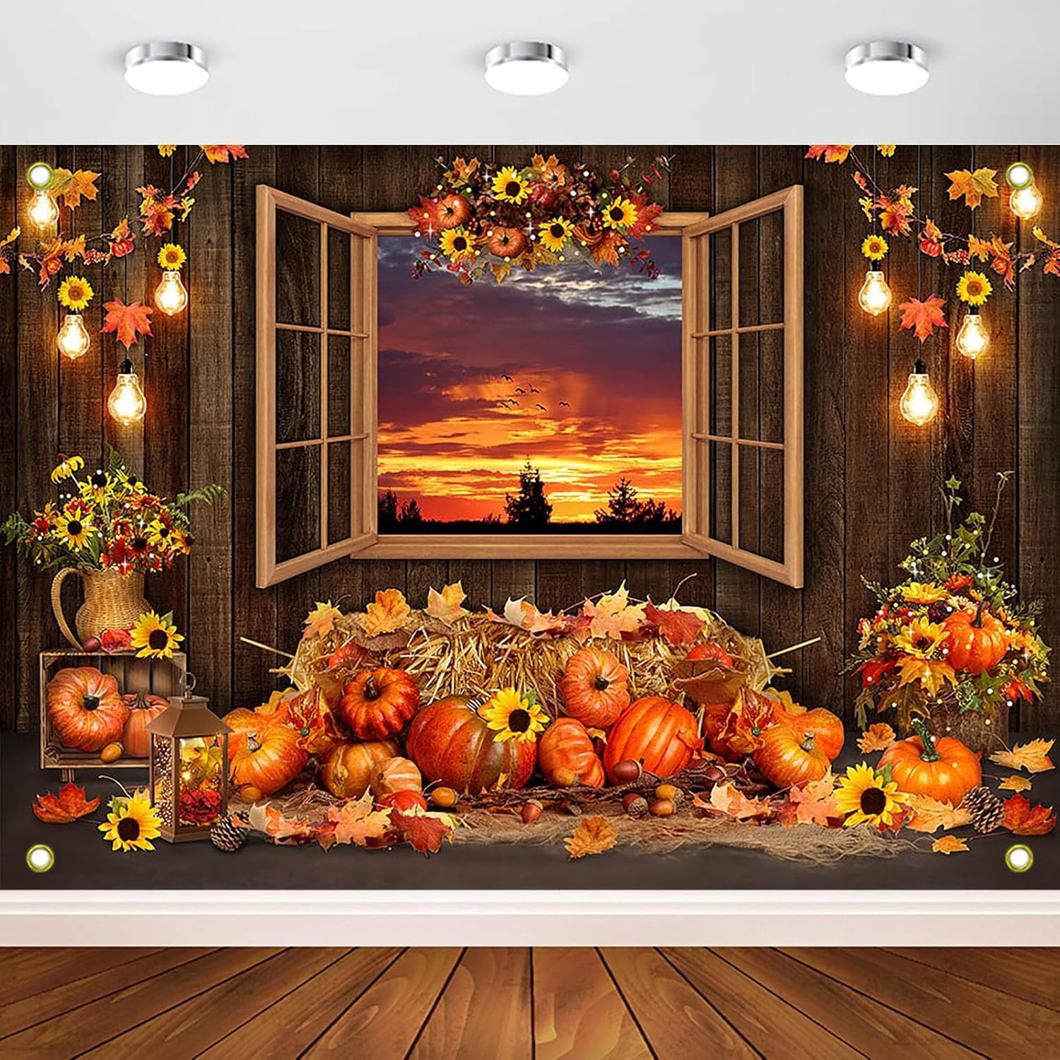 Fall Backdrops for Photography Autumn Pumpkin Sunflower Maple Tree ...