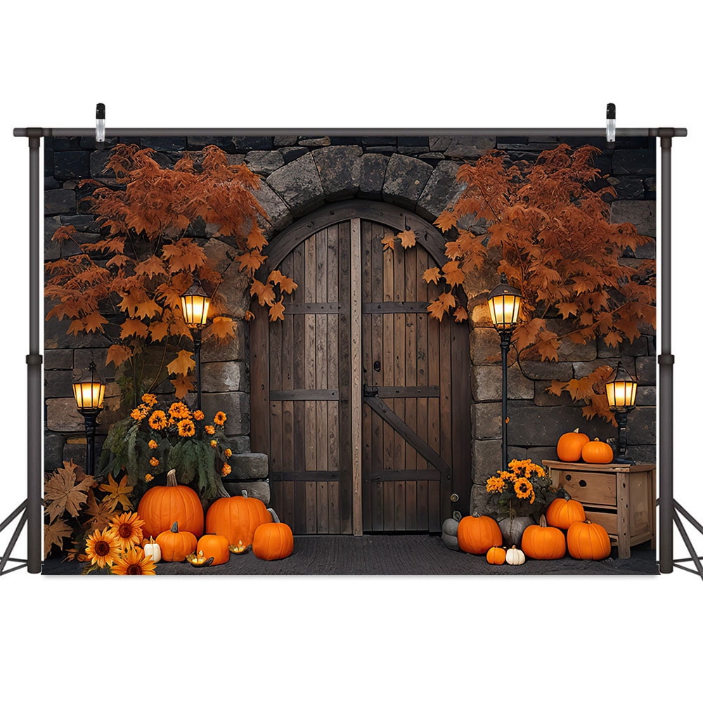 Fall Background Thanksgiving Pumpkin Backdrop Ancient Gate Photograph ...