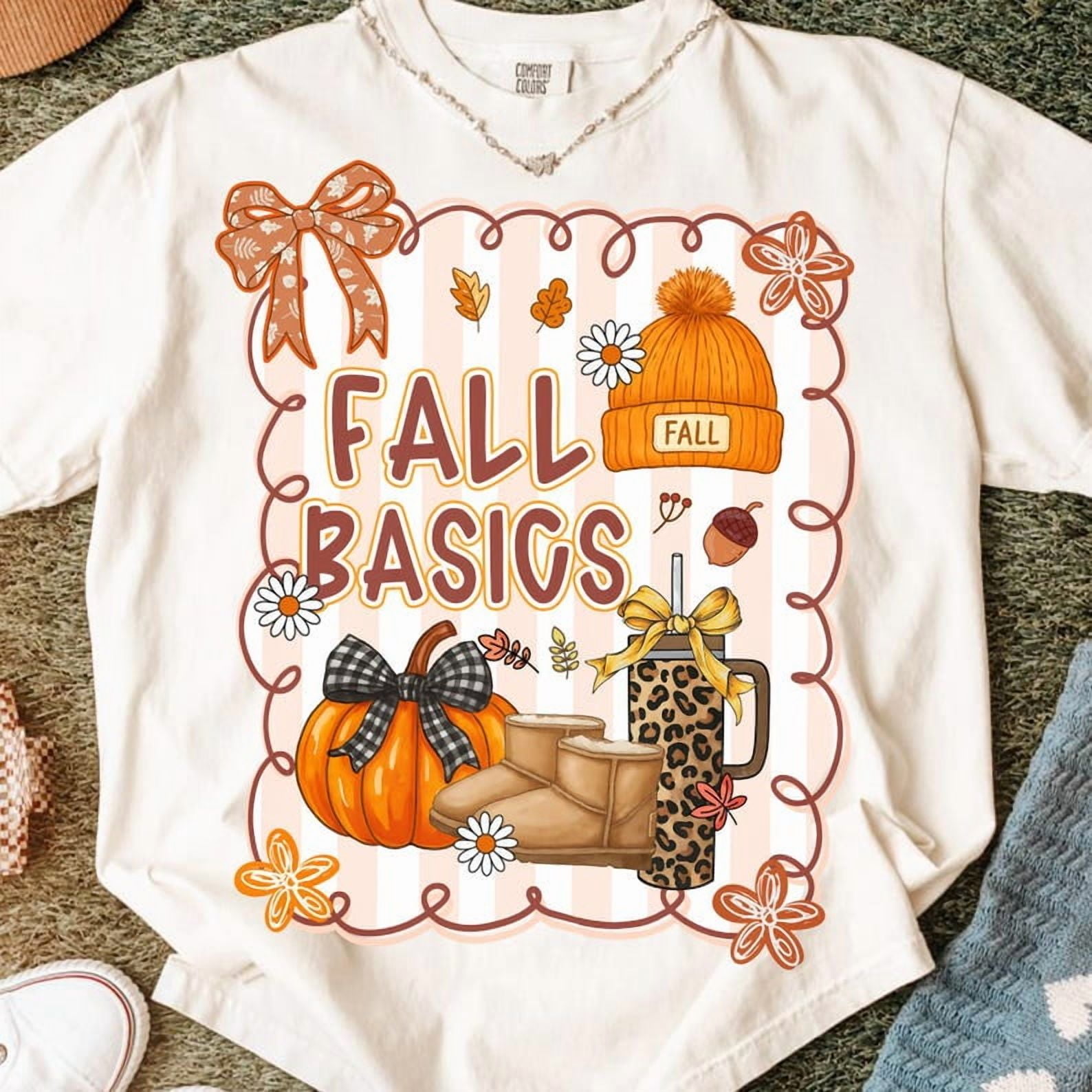 Fall Basics Shirt, Cozy Autumn Girl Sublimation Design, Retro Fall ...