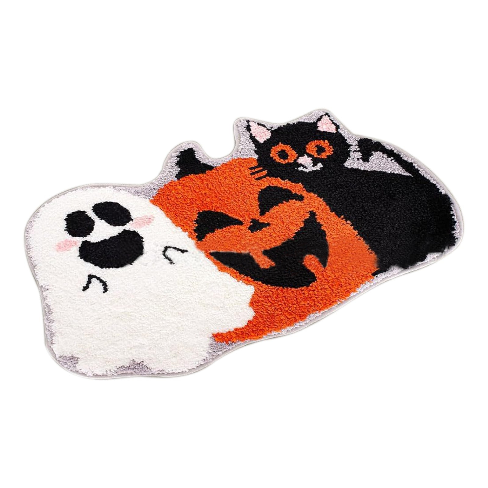 Fall Bathroom Rug Cute Pumpkin Shape Bath Mat Autumn Orange Non Slip ...