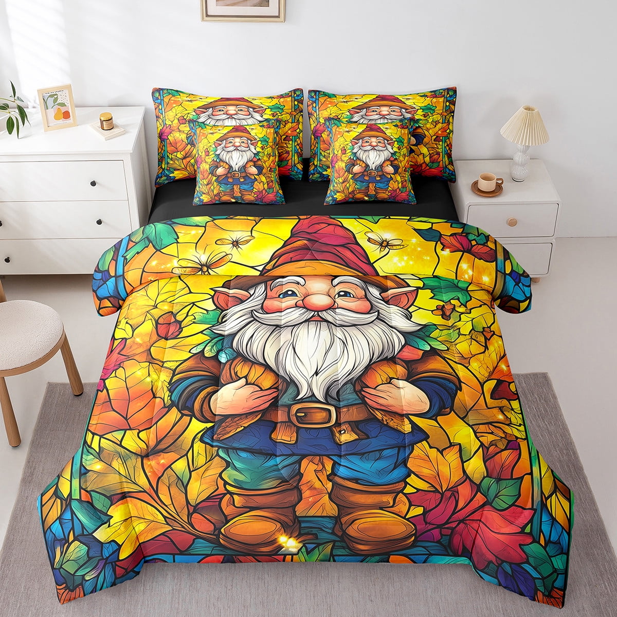 Fall Bedding Set For Home,Autumn Gnome Full Comforter Set 7 Piece ...