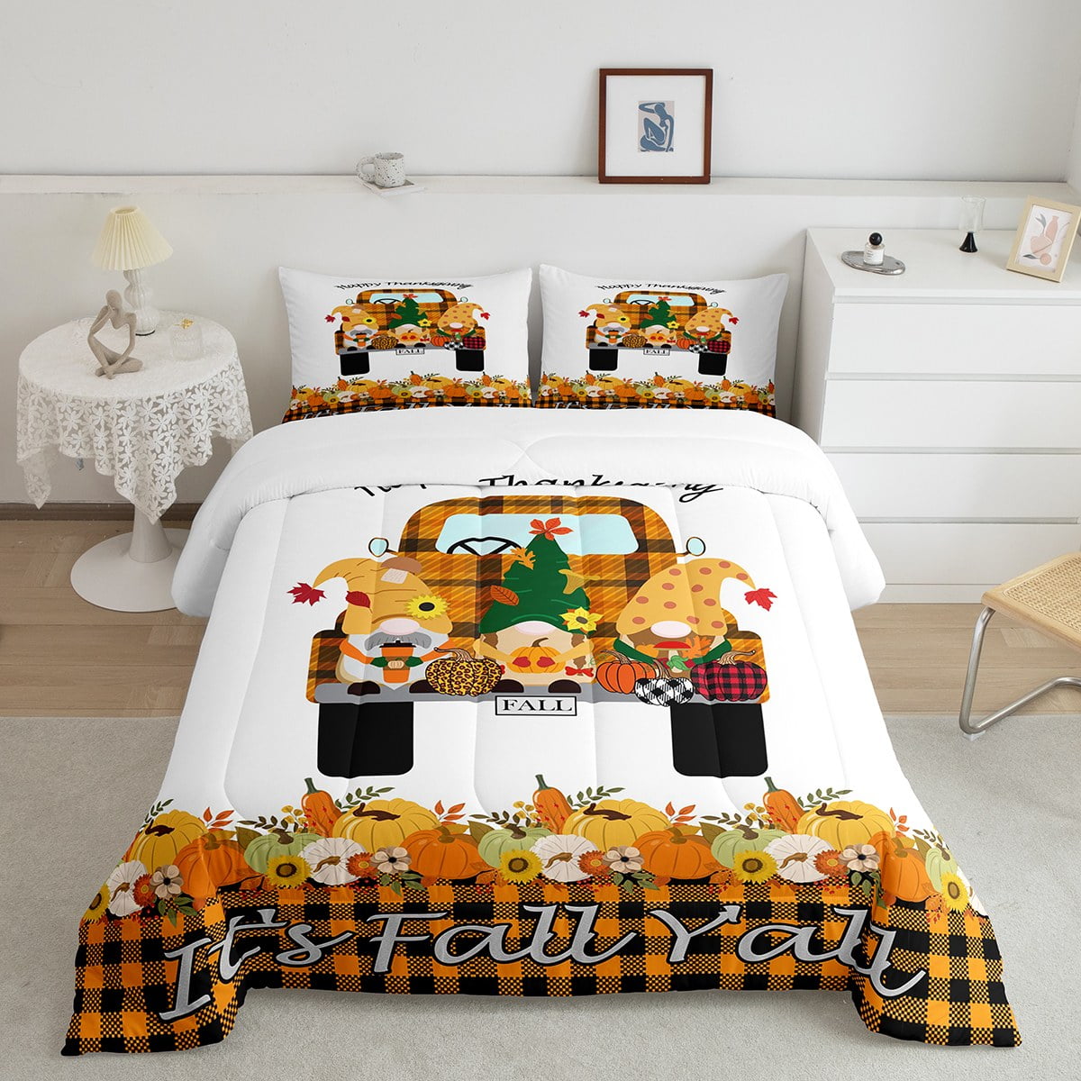 Fall Bedroom Comforter Set Twin Size for Boys Girls Autumn Harvest ...