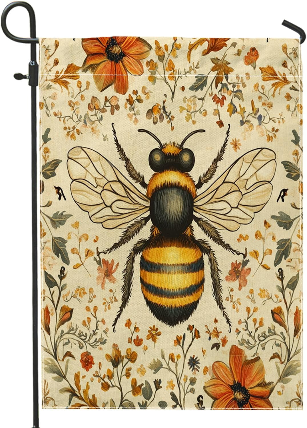 Fall Bee Garden Flag 12x18 Inch Double Sided Autumn Vintage Baroque ...