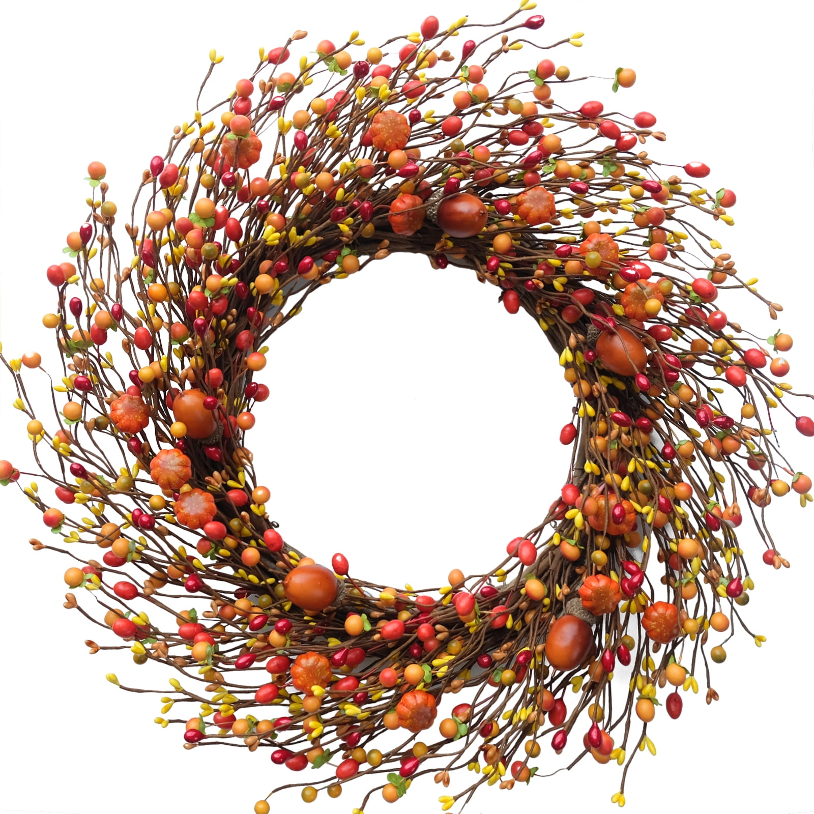 Fall Berry Wreath, 20” Autumn Orange Front Door Wreath Harvest Wreath ...