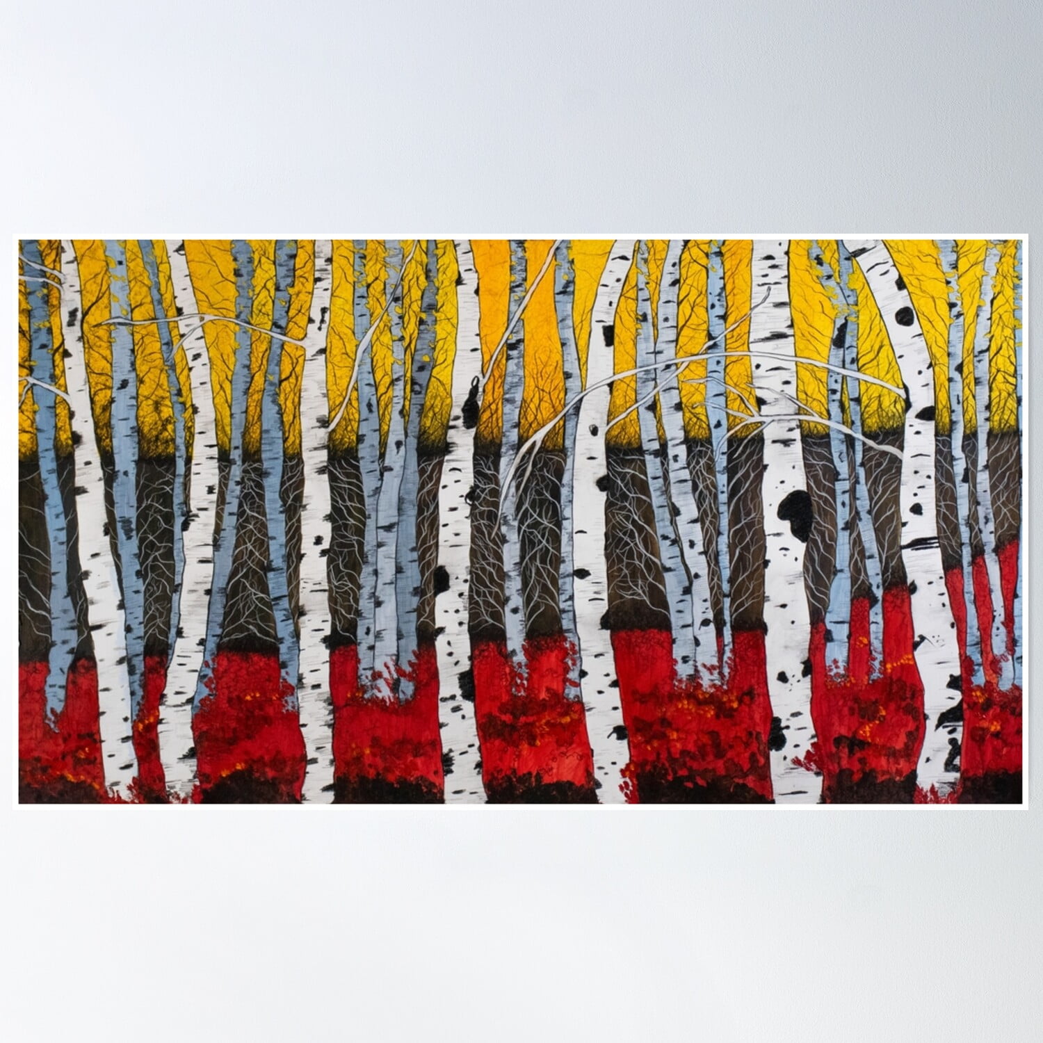 Fall Birch Trees Poster Wall Art, Modern Wall Decor, 16x24 UNFRAMED ...