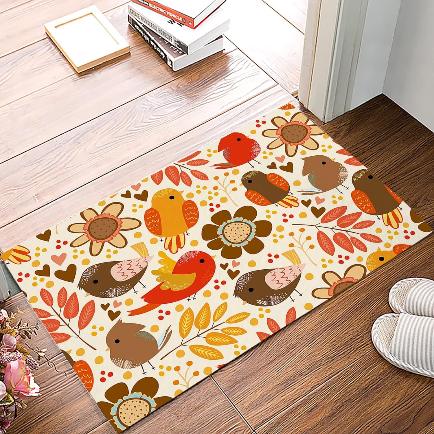 Fall Birds Animal Flower Leaf Durable Doormat Indoor Outdoor Entrance ...