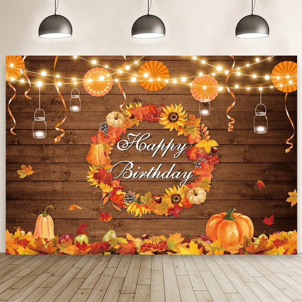 Fall Birthday Backdrop Autumn Rustic Wood Wall Photography Background ...