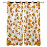 Fall Blackout Curtains 45 Inches Long, Thanksgiving Watercolor Orange ...
