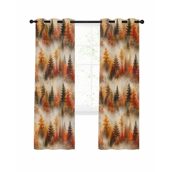 Fall Blackout Curtains 63 Inches Length, Farmhouse Country Orange Green ...